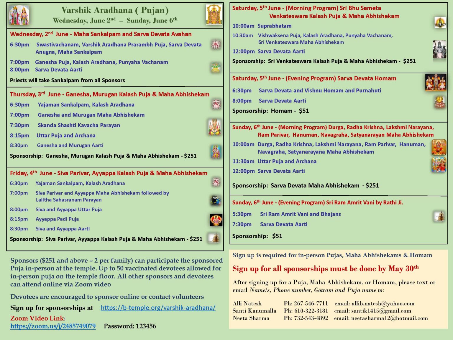 Varshik Aradhana June-2nd to June-6th - Bharatiya Temple Bharatiya Temple
